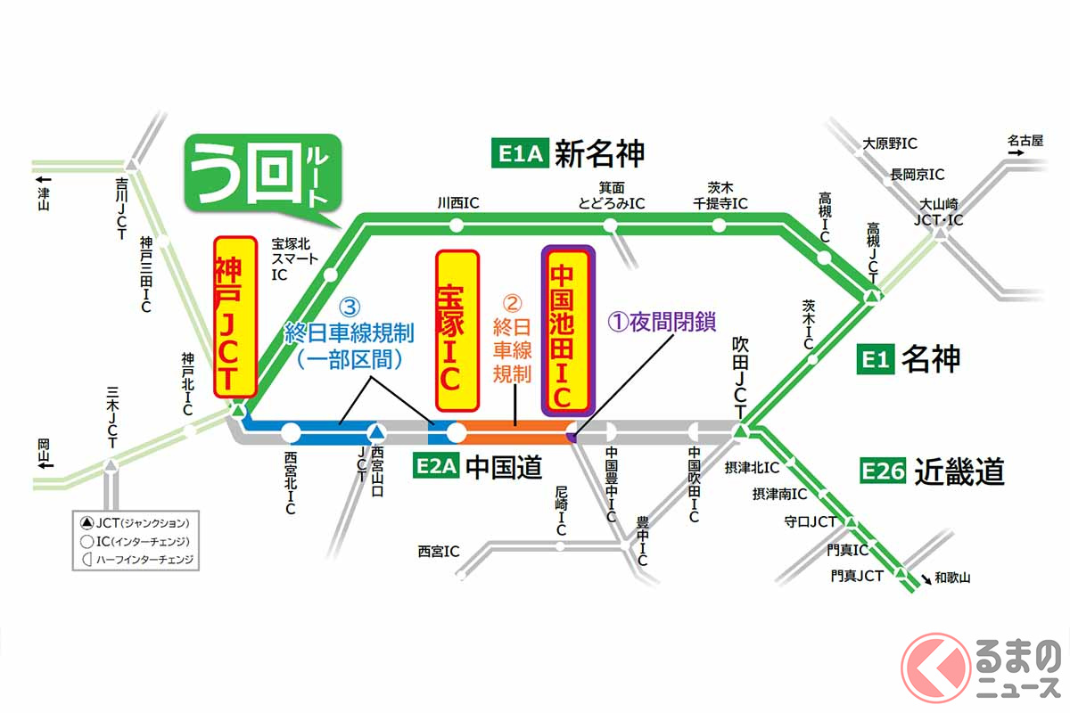 中国道「吹田JCT～神戸JCT」GWは“一部除き”車線規制解除 中国池田ICは19夜間閉鎖 詳細日程明らかに（くるまのニュース） | 自動車情報・ニュース - carview!