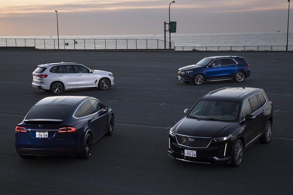 【比較試乗】「メルセデス・ベンツ GLE vs キャデラックXT6 vs BMW X5 vs テスラ・モデルX」3列シートSUVの実用性を（LE VOLANT CARSMEET WEB ...