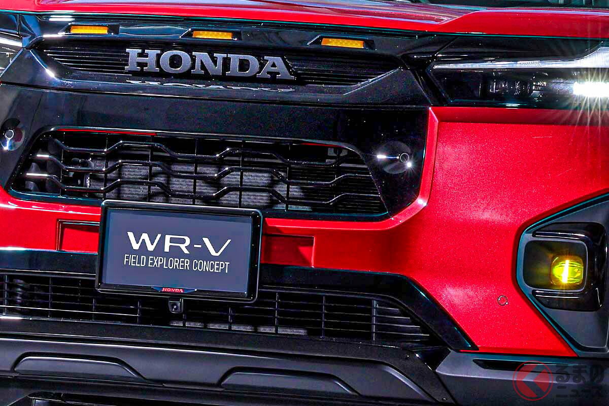 ホンダ新型「コンパクトSUV」実車公開！「HONDA」文字ロゴ付きの“斬新グリル”がカッコイイ！ 新型「WR-Vフィールドエクスプローラー」登場（くるまのニュース） | 自動車情報・ニュース ...